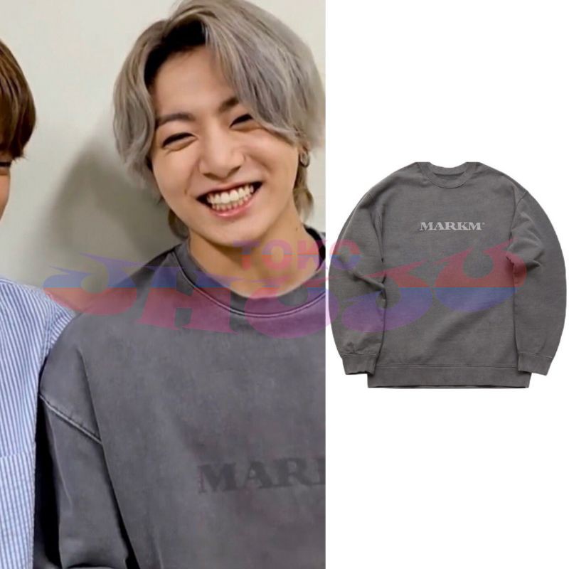 Jual Basic Sweater BTS JK Jungkook Style MARKM Sablon Silver | Shopee ...