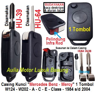 Jual casing kunci lipat flip key mercedes benz mercy w124 w202 a c e ...