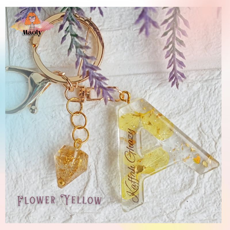 Jual Flower Letter Keychain Resin Gantungan Kunci Huruf Ganci Custom ...