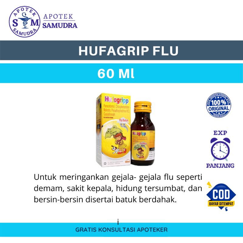 Jual Hufagrip Flu dan batuk sirup 60Ml (Kuning) obat penurun demam anak ...