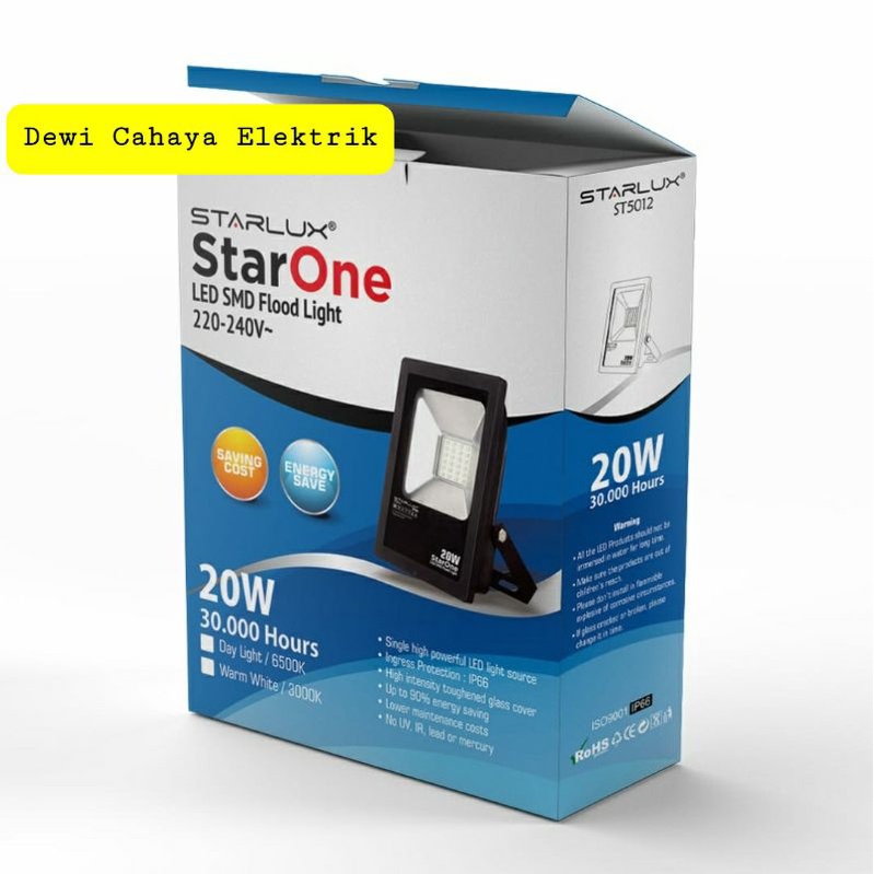 Jual Lampu Sorot LED 20W IP66 - Lampu Tembak / LED SMD Flood Light STARLUX Cahaya Putih & Kuning ...