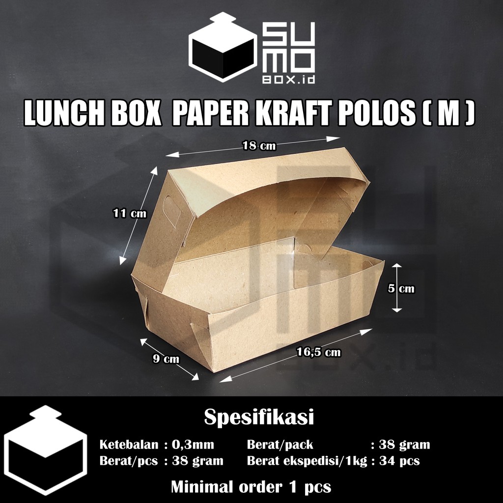 Jual Lunch Box Paper Kraft ukuran XS S M L / Kotak Makanan Kertas Nasi ...