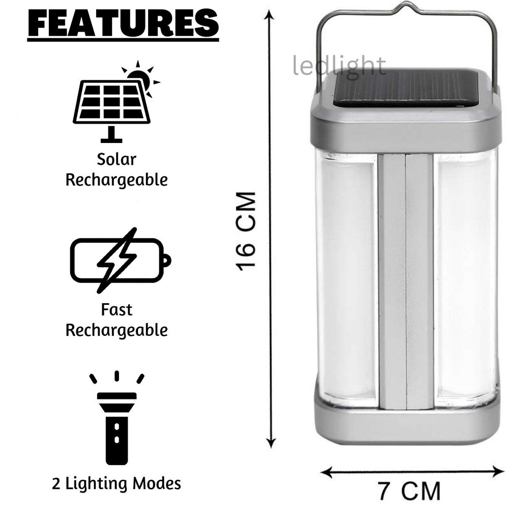 Jual Lampu Emergency LED Lentera 4 Sisi Cahaya Solar Cell Outdoor Lantern Emergency Light ...