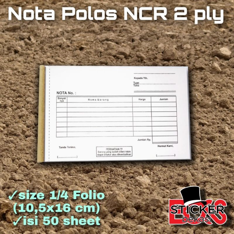 Jual NOTA KONTAN 1/4 FOLIO /NOTA POLOS NCR 2 PLY & 1 PLY UKURAN 1/4 ...
