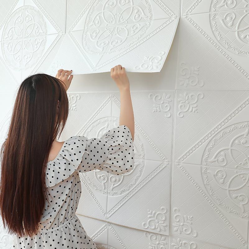 Jual wallpaper sticker foam premium permukaan timbul motif batik circle ...