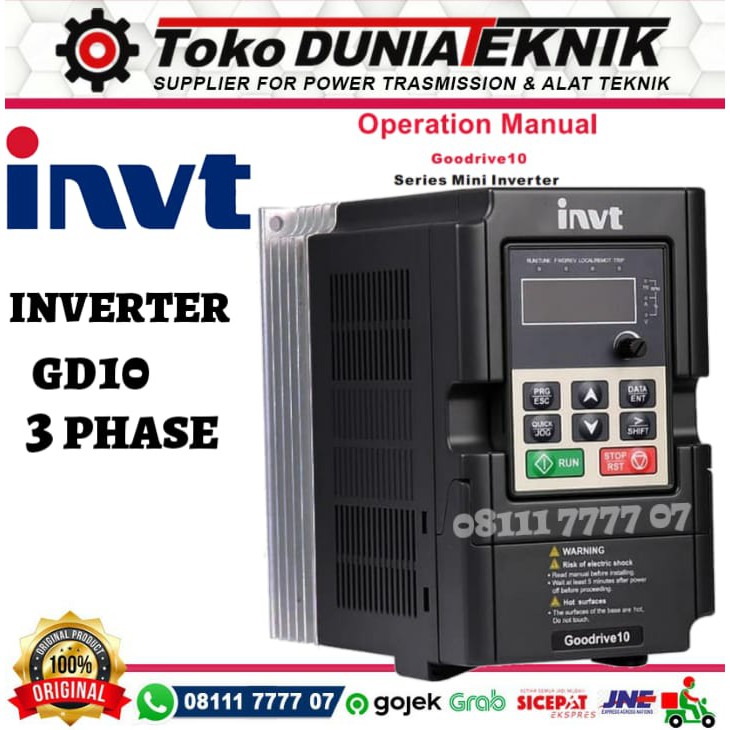 Jual GD10-0R7G-4-B/0.75KW/380V - 3PHASE INVERTER INVT | Shopee Indonesia