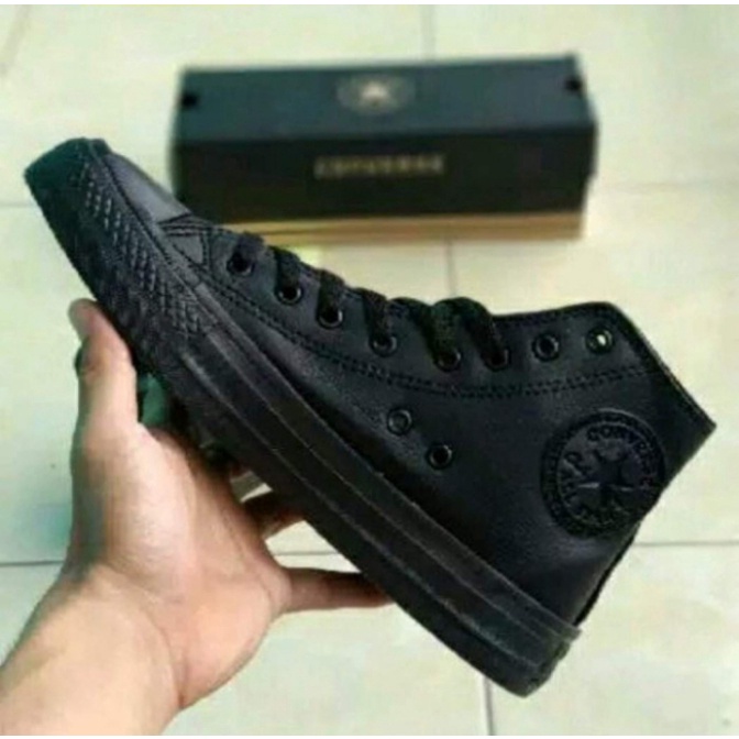 Jual SEPATU CONVERSE HIGH TOP /TINGGI BOOT FULLBLACK HITAM POLOS ...