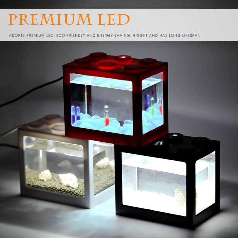 Jual Aquarium lego mini ikan cupang hias dilengkapi lampu LED USB ...