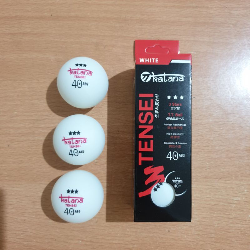Jual BOLA PINGPONG KATANA (ISI 3) 3 STARS 40+ ABS. ORIGINAL. PUTIH (ISI 3) | Shopee Indonesia
