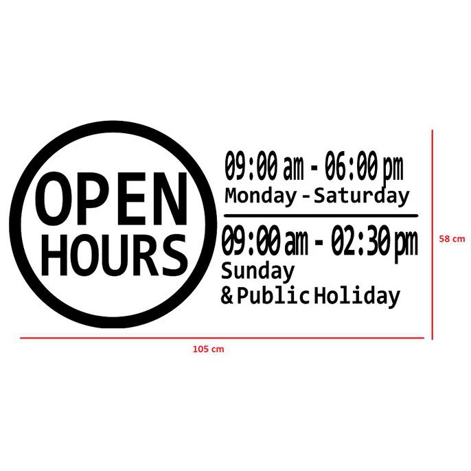 Jual Stiker Kaca Dinding Cafe Toko Office Cutting Sticker Open Hours ...