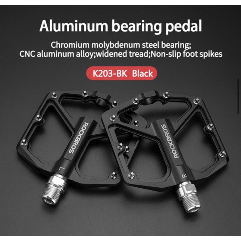 Jual ROCKBROS K203 Black Sepeda Pedal CNC Alloy MTB Bike Bicycle Bearing Pedals Cycling - K203 ...