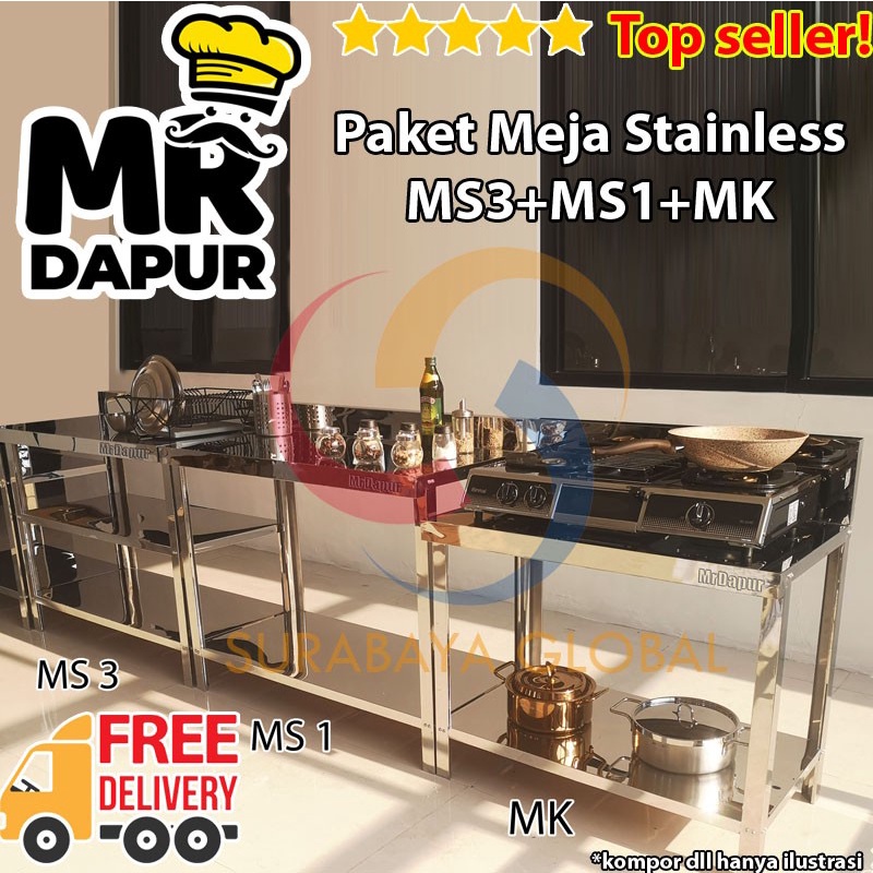 Jual Paket Meja Stainless Serbaguna Mr Dapur MS3 MS1 MK Original | Shopee Indonesia