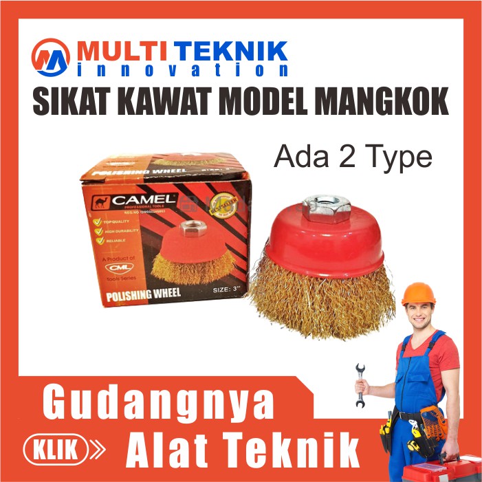 Jual Sikat Kawat Baja Model Mangkok Bor Gerinda Kuningan dan Kepang Ukuran 3 Inch Wire Cup Brush ...