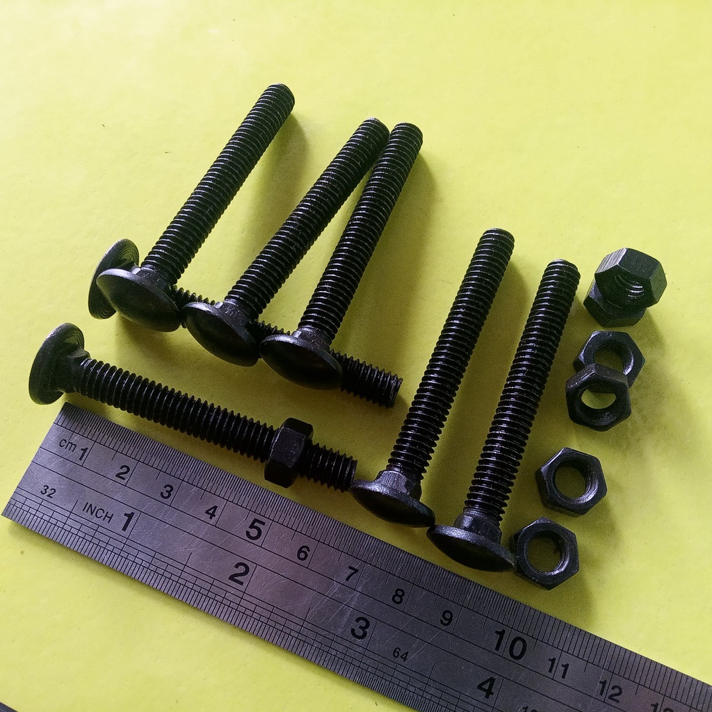 Jual BAUT MUR CB 5/16 x 2 1/2" INCHI / BAUT M8 PANJANG 6CM HITAM BAUT ...