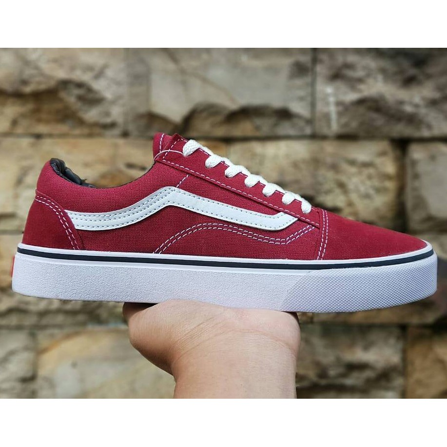 Jual TERMURAH Sepatu Vans Old Skool Red White | Shopee Indonesia