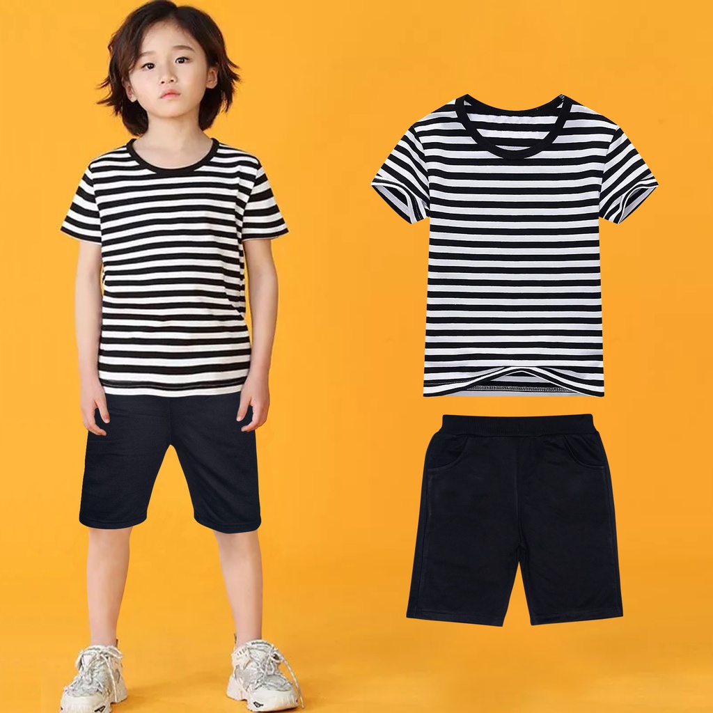 Jual Setelan Celana Pendek Atau Kaos Atasan Salur Spandex Lengan Pendek Anak Usia 1 Tahun Sampai ...