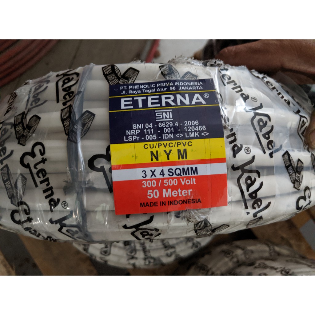 Jual Kabel Eterna NYm 3x4 mm2 50 meter / 3 x 4 sqmm 50 m roll / 50m ...