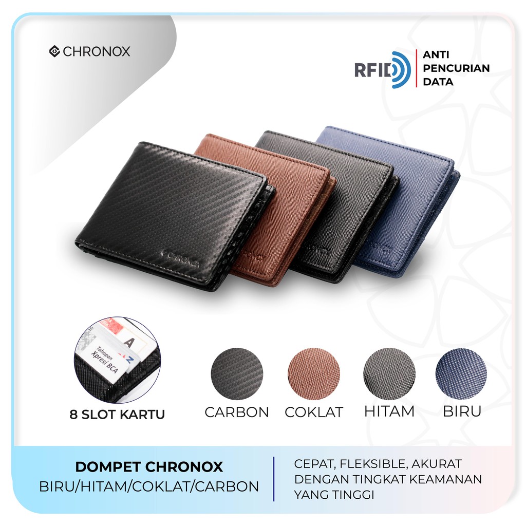 Jual CHRONOX Dompet RFID Pria Wanita Kulit Saffiano - BROOKLYN | Shopee Indonesia