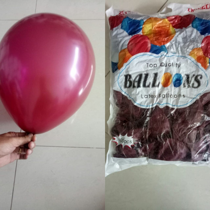 Jual Balon Latex Metalik Merah Maroon 1 Pak Isi 100 Pcs | Shopee Indonesia