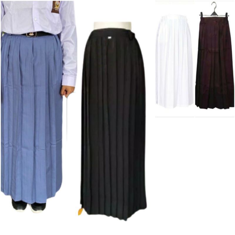 Jual ROK SEKOLAH PANJANG FULL REMPEL | ABU-ABU, HITAM, PUTIH, NAVY, COKLAT | SMP, MTS, SMA, SMK ...
