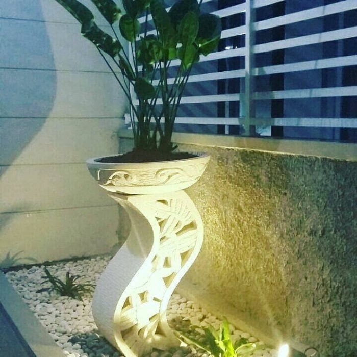 Jual Pot Ukir Ceper Terrazzo Dengan Kaki Ornamen Legok | Shopee Indonesia
