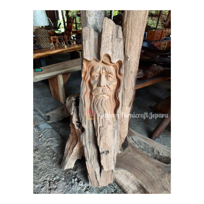 Jual Dekorasi Relief Wajah Kayu Jati Erosi - 25x95 cm | Shopee Indonesia