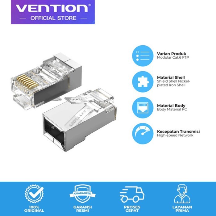 Jual Vention Konektor RJ45 Cat.6 FTP Modular Jack Plug Connector | Shopee Indonesia