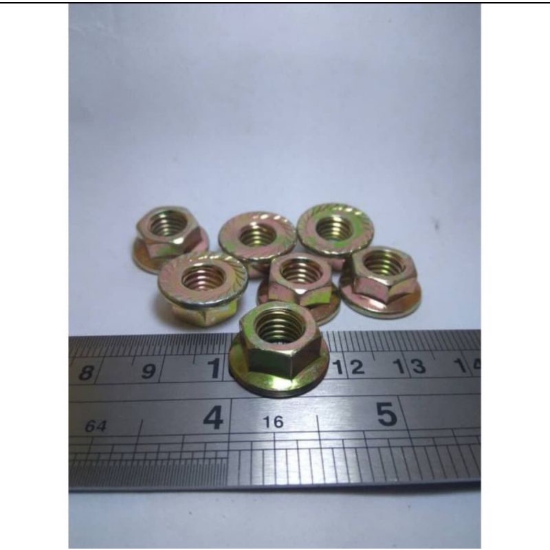 Jual MUR FLANGE M8 KUNCI 12 NUT KUNING MUR TOPI M8 FLANGE KUNING KUNCI ...