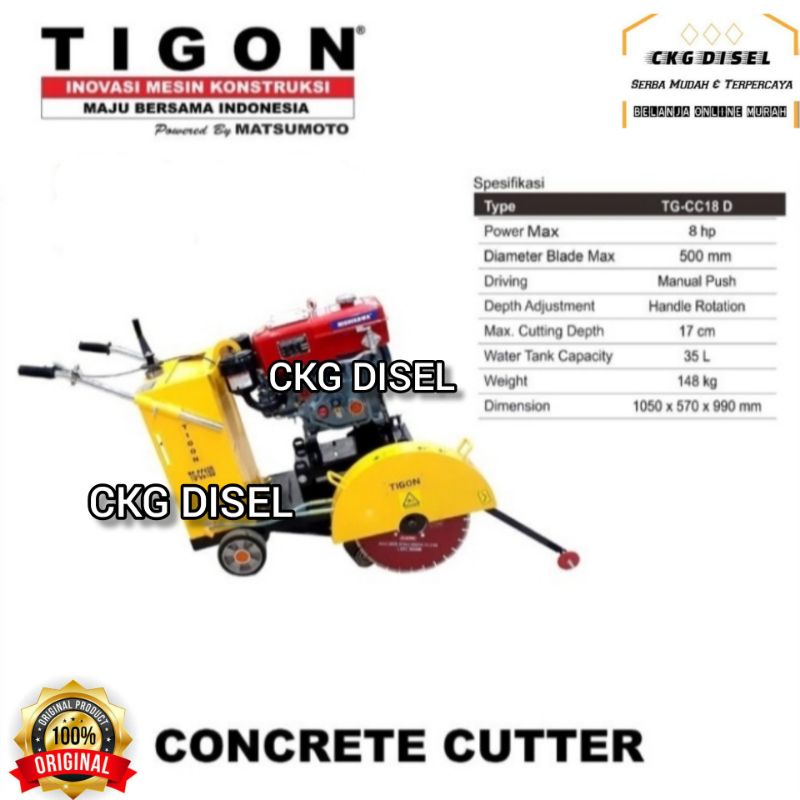Jual MESIN POTONG BETON ASPAL BETON 16INCH TIGON + ENGINE DIESEL SOLAR ...