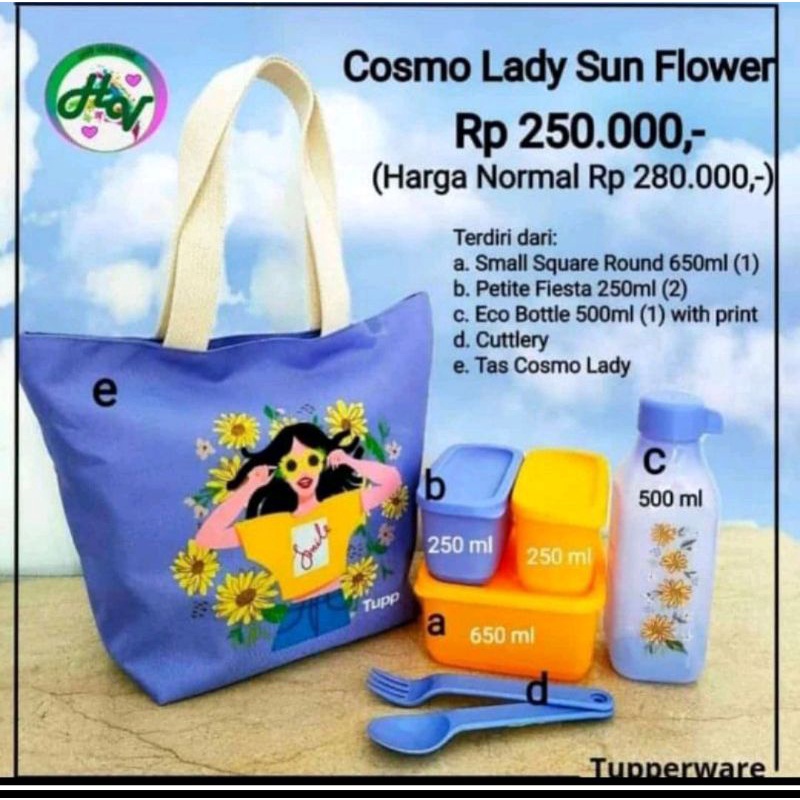 Jual cosmo lady sun flower /lunsvh box tupperware | Shopee Indonesia
