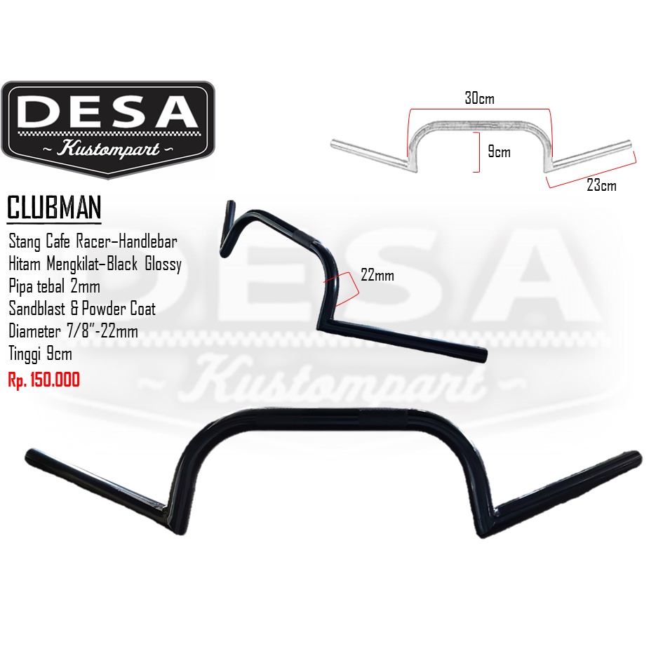 Jual Stang Clubman Cafe Racer Hitam | Shopee Indonesia