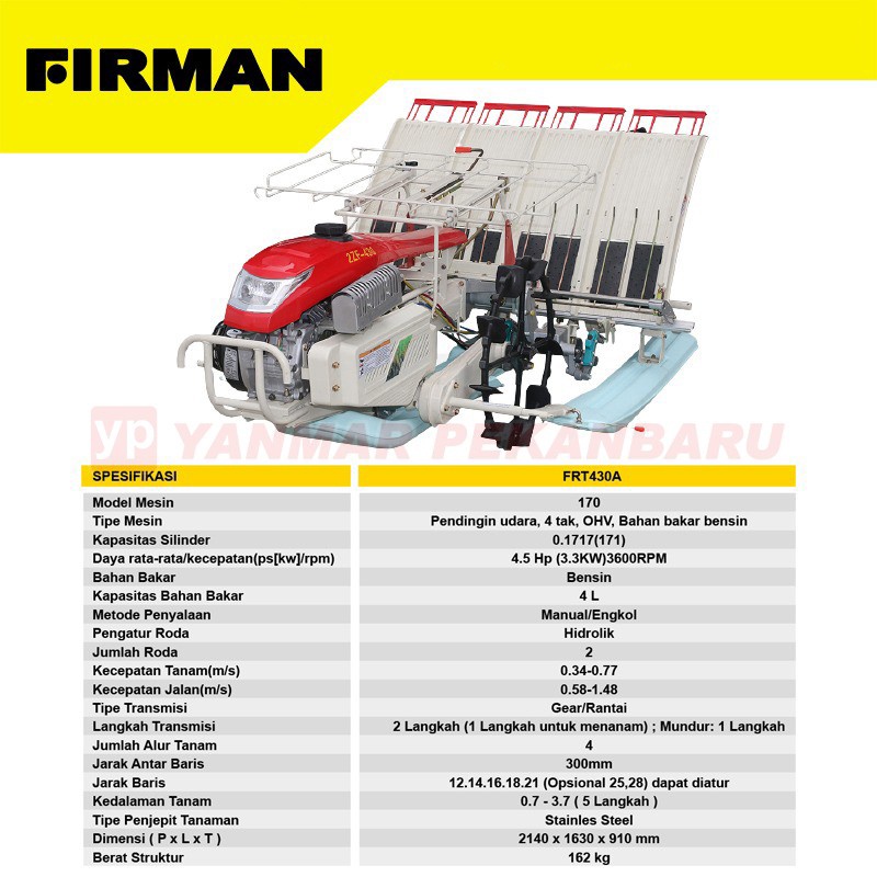 Jual Mesin Penanam Padi FIRMAN FRT 430 A Rice Transplanter | Shopee ...