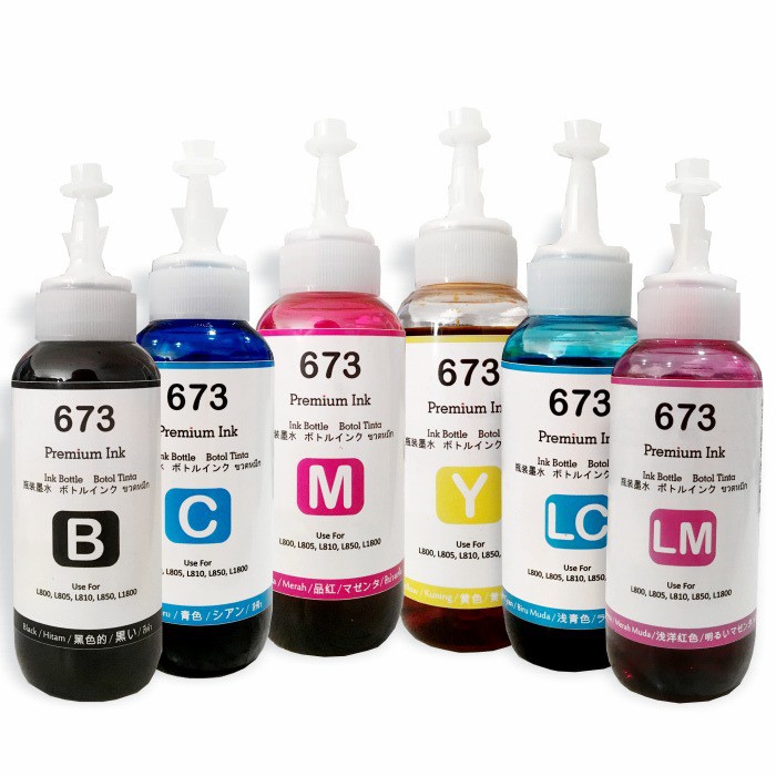 Jual Tinta Premium Ink 673 1 SET 6 warna Epson T673 refill Printer ...