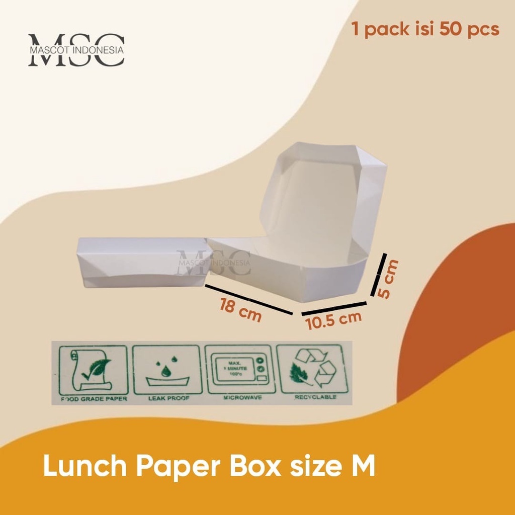Jual Paper Lunch Box | Paper Box Food Grade | Kotak Makan Kertas Laminasi Size M | ISI 50 pcs ...