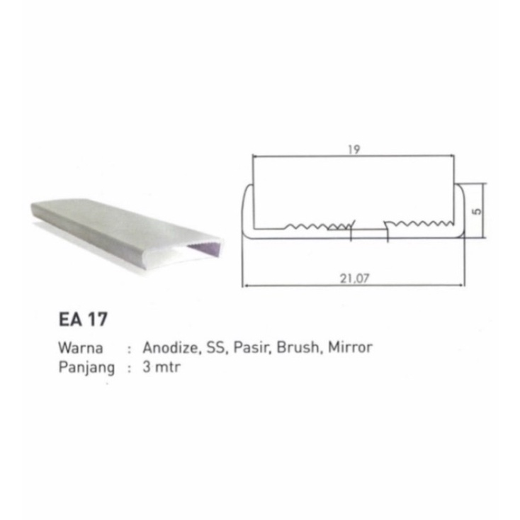Jual Profil Lis List Edging Frame Alumunium Aluminium Huben EA17 ...