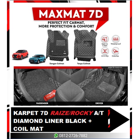 Jual KARPET 7D RAIZE/ROCKY DIAMOND LINNER BLACK PLUS COIL MAT | Shopee ...