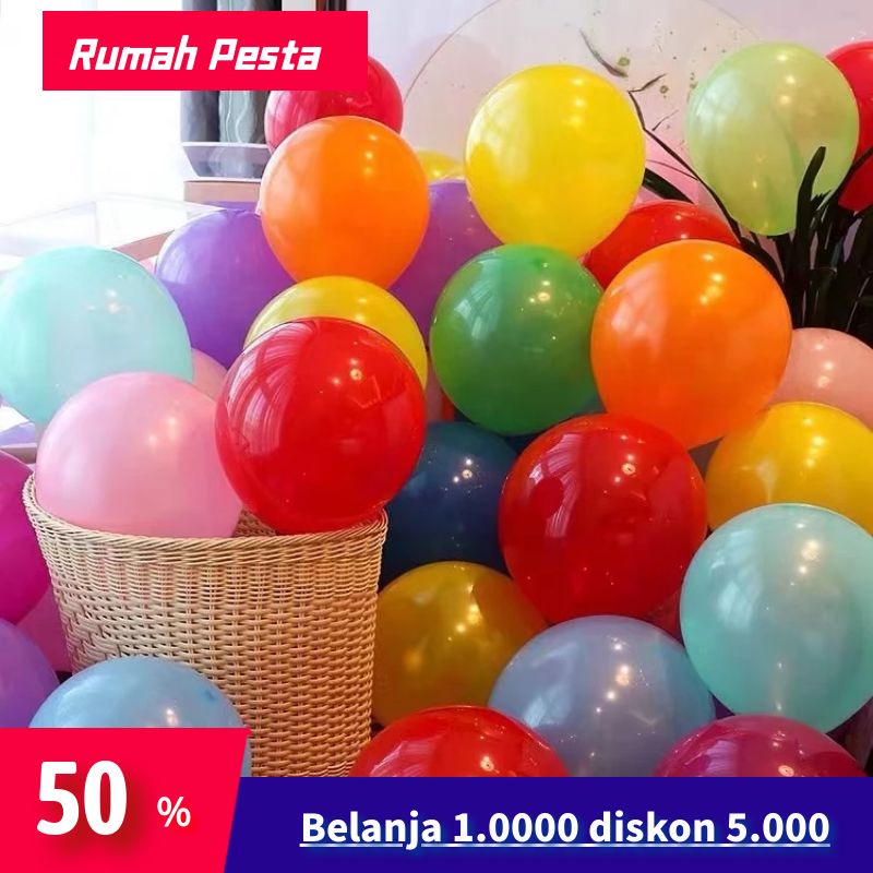Jual Balon latex metalik / balon karet polos perpack 12inch (isi100 ...