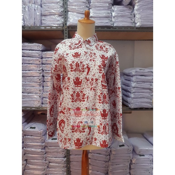 Jual Baju Batik Merah SD Lengan Panjang Seragam Sekolah | Shopee Indonesia