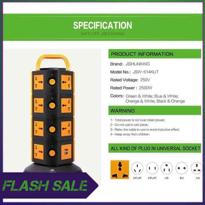 Jual Colokan Listrik USB Portable Universal Stop Kontak Vertikal 4 ...