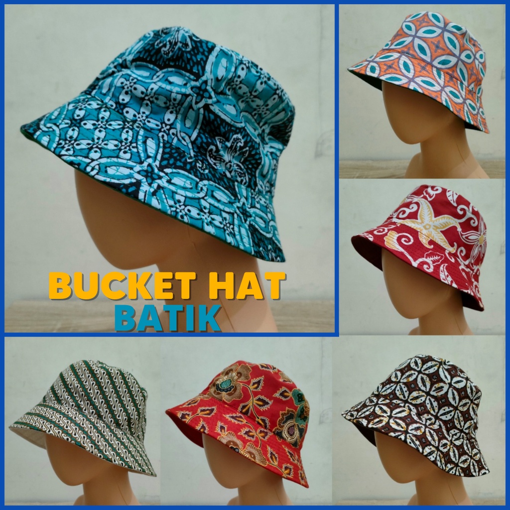 Jual Topi Bucket Hat Korea Topi Batik Bolak Balik Pria & Wanita ...