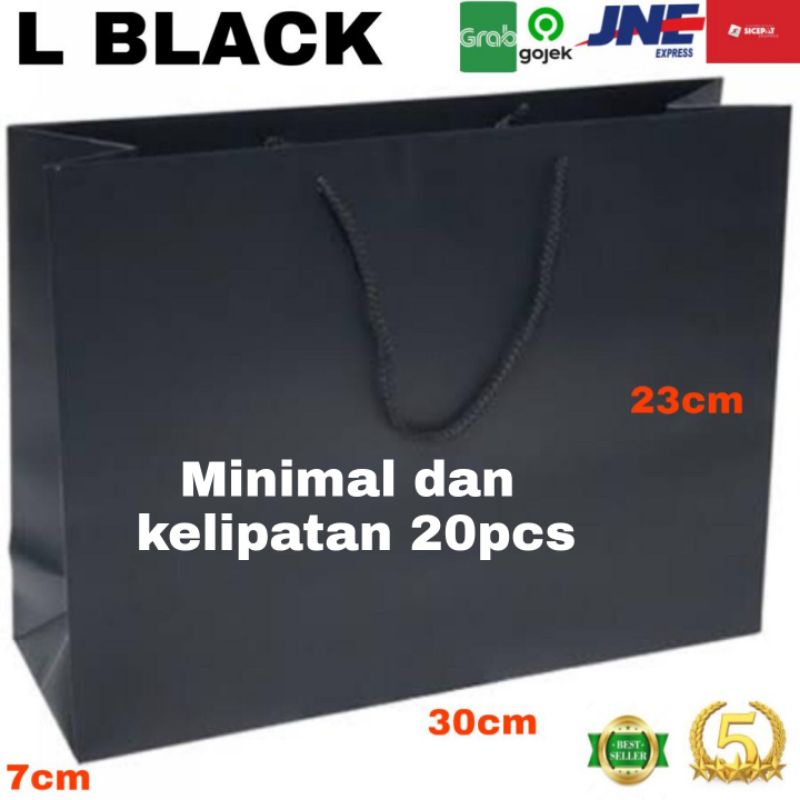 Jual MIN & KELIPATAN ORDER 20 PCS / Paper bag hitam 30x7x23 / Paper bag hitam polos 30x7x23 ...