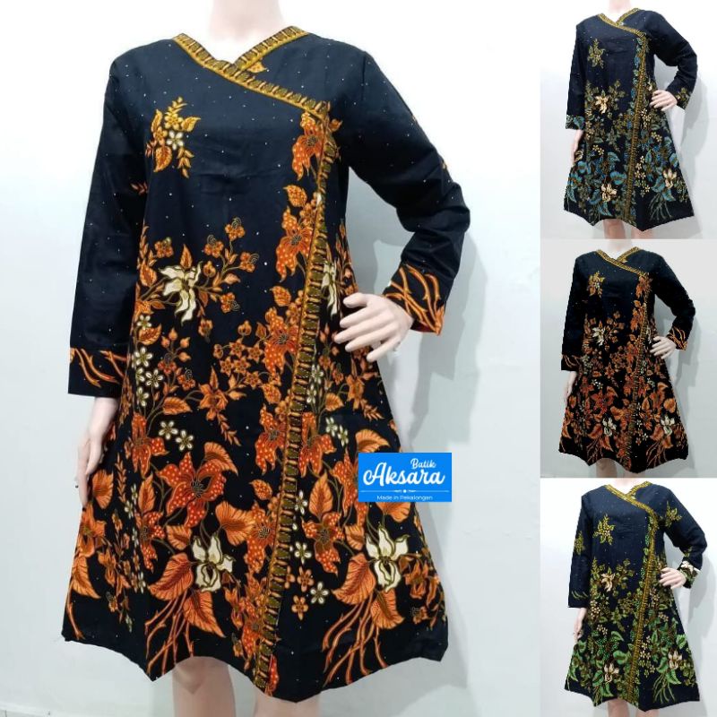 Jual Ori Aksara Batik Terbaru Dress Batik Wanita Modern Cantik Model
