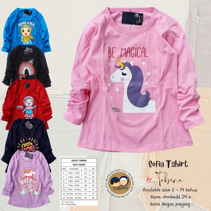 Jual [Tabina] Kaos Anak Perempuan Lengan Panjang Seri Sofia usia 2 ...