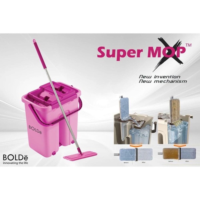 Jual Alat pel bolde supermop x2 model segi sistem flat (wash and dry ...