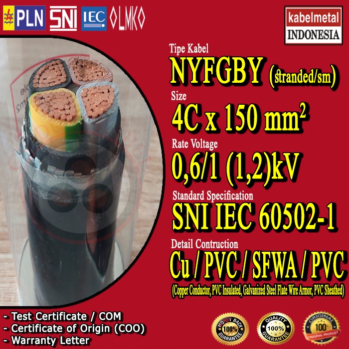 Jual Kabel NYFGBY 4x150 mm2 METAL /4x150mm/4x150 mm2/4 x 150 mm/4x150mm2/4 x 150mm2/4x150/4 x ...
