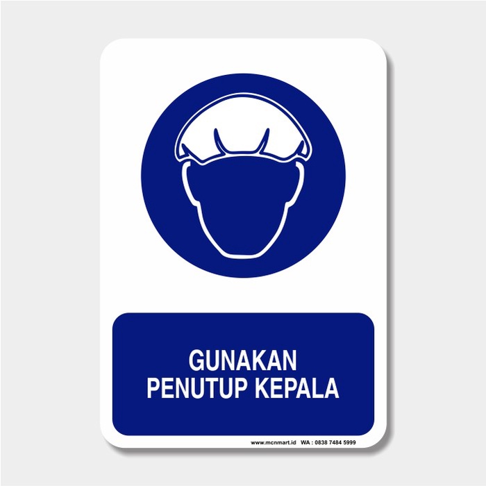 Jual Murah Safety Sign Rambu K3 APD - Gunakan Penutup Kepala 35x50cm ...