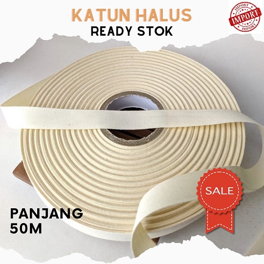 Jual Label katun halus polos/Pita label katun polos/Katun halus import ...
