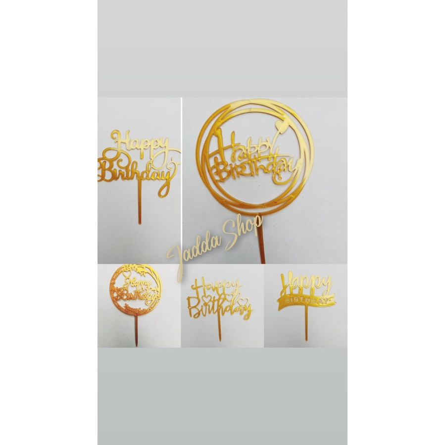 Jual Topper HBD Emas Besar - Tusuk Kue Ultah Emas - Tusuk Kue Ultah ...