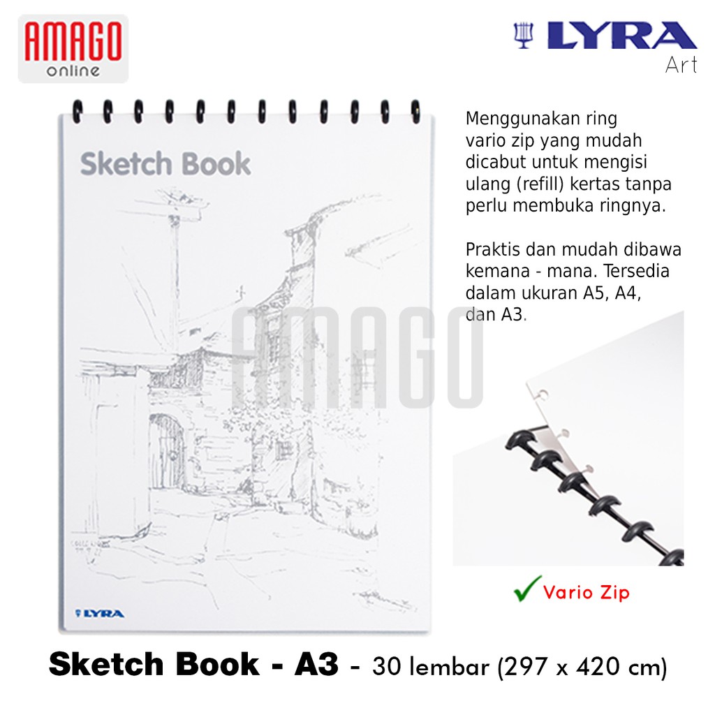 Jual LYRA Sketch Book Sketchbook Ukuran A3 - 30 Halaman - 9210290 ...