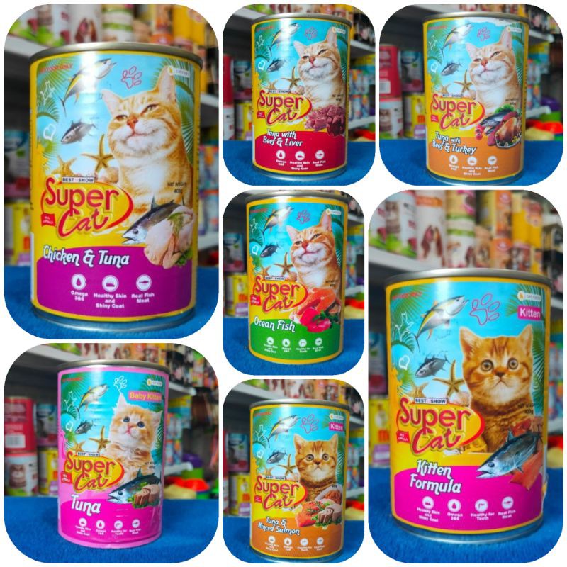 Jual Super Cat Makanan Kucing Basah Wetfood Kaleng 400 gram Supercat ...